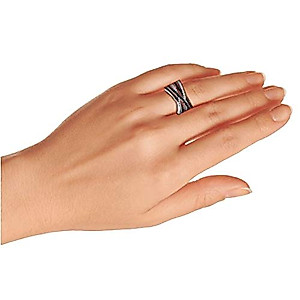 Bling Jewelry Rhodium Plated Criss Cross Black and Clear CZ Ring (6)