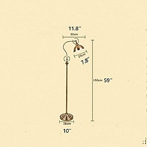 Floor Lamp European Style Floor Lamp Living Room Bedrooms Rustic 12W Led Standing Lamp Minimalist Imitation Copper Reading Floor Light Standard Lamp - Tricolor Light Bulb Reading Light Lampara de Pie