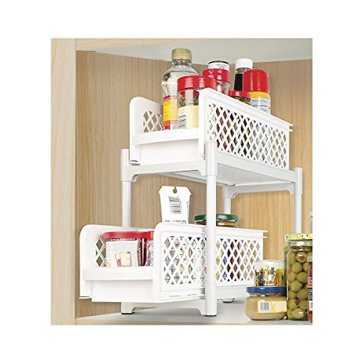 Fox Valley Traders 2 tier Sliding Shelves, One Size Fits All, White