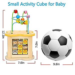 Wooden Baby Toys Activity Cube 6-in-1 Play Center Bead Maze Animal Shape Sorter Learning Montessori Sensory Infant Easter Toys 6 12 9 18 Month 1 2 Year Old Development Toddler Boys Girls Easter Gift