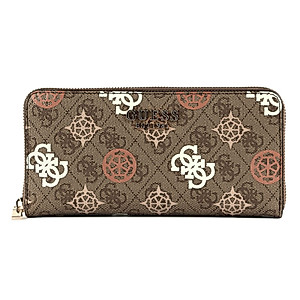 GUESS Eliette Large Zip Around Wallet, Latte Logo Multi