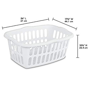 Sterilite 12459412 1.5 Bushel/53 Liter Rectangular Laundry Basket, White & Aqua Chrome, Assorted, 12-Pack , Green