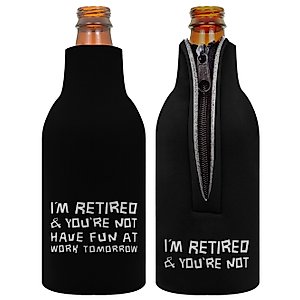 Funny Retirement Gifts I'm Retired & You're Not Have Fun at Work Tomorrow Retirement Party Supplies Happy Retirement Gifts 2 Pack Can Coolie Drink Coolers Coolies Black