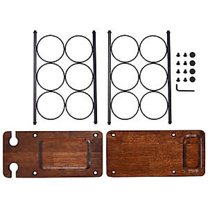 ALLCENER Wine Rack with Glass Holder, Countertop Wine Rack, Wooden Wine Holder with Tray, Perfect for Home Decor & Kitchen Storage Rack etc (Hold 6 Bottles and 2 Glasses )