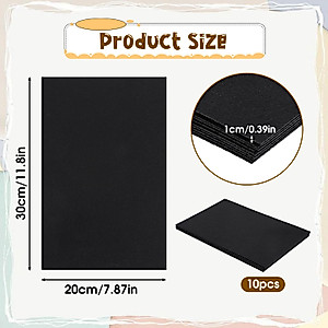 Mozeat Lens Black Felt Fabric, 10 Pcs 11.8 * 7.9 Inch Felt Sheets for Crafts, 1mm Thick Hard Fabric Skin Felt, Stiff Felt Sheet Felt Squares Material for DIY Projects Craftwork Patchwork Decoration