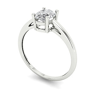 14k White Gold 0.97cttw Classic Oval Cut Solitaire Moissanite Proposal Designer art deco Anniversary Ring Bridal Wedding 9.25