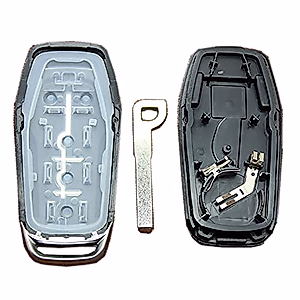 Replacement Keyless Entry Remote Smart Key Fob Shell Case Fit for Ford F150 Fusion Explorer Mustang Lincoln MKZ MKC 5 Buttons Button Pad Cover (Black, 5 Buttons)