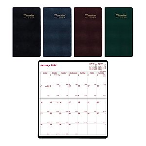 Brownline 2024 Essential Monthly Two-Year Pocket Planner, January 2024 to December 2025, Stitched Binding, 6.5" x 3.5", Assorted Colors (CA24.AST-24)