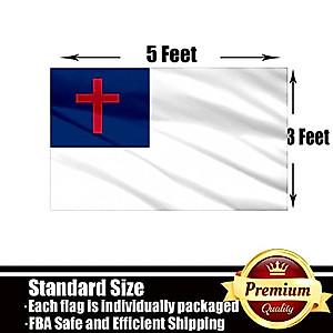 Christian Jesus Cross Flag 3x5 Outdoor Double Sided 3 Ply-Vivid Color Clear Pattern Reinforcement Sewing Durable Polyester with 2 Brass Grommets
