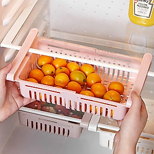 4 Pack Fridge Drawer Organizer Refrigerator Drawers For Shelves - Adjustable Kitchen Organizer With Pull Out Storage Rack Box - Sliding Partition Fridge Hanging Organizer
