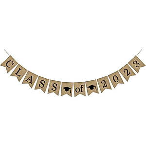 SWYOUN Class of 2023 Burlap Graduation Party Banner Classroom Grad Decoration Supplies