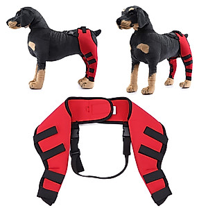 GLOGLOW 1 Pair Dog Hind Leg Braces, Dog Rear Leg Hock Wraps Canine Elbow Protector for Ligament Injuries Sprains(Red L) Boots
