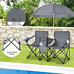 OP70621GR Double Portable Picnic Chairs, Grey