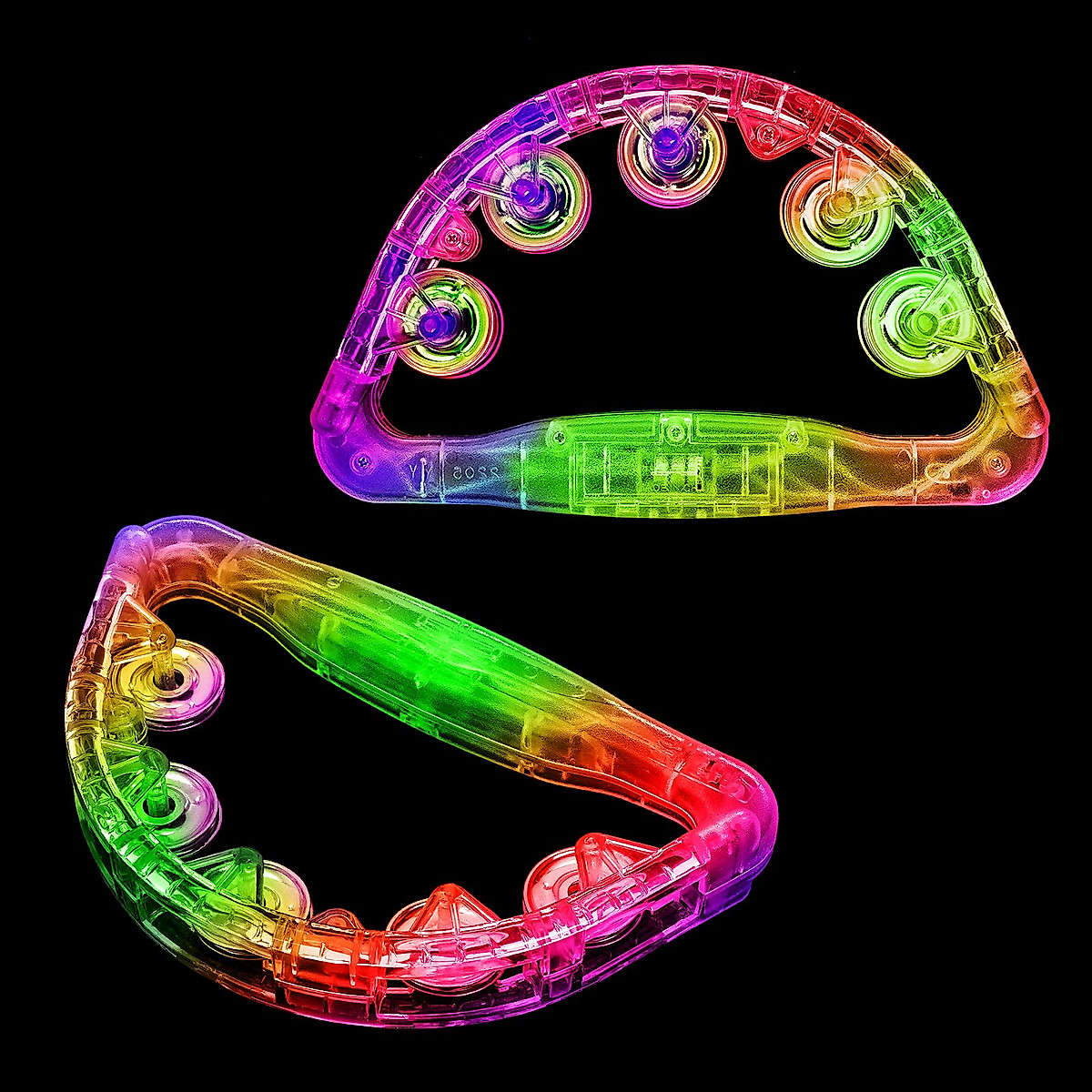 LED Tambourine, Light up Musical Flashing Tambourine (2 PCS)