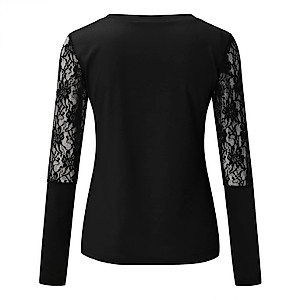 Padaleks Sweatshirts for Women,Women's Casual Pullover Lace Rhinestine V Neck Long Sleeve Blouse Sexy Fall Tops