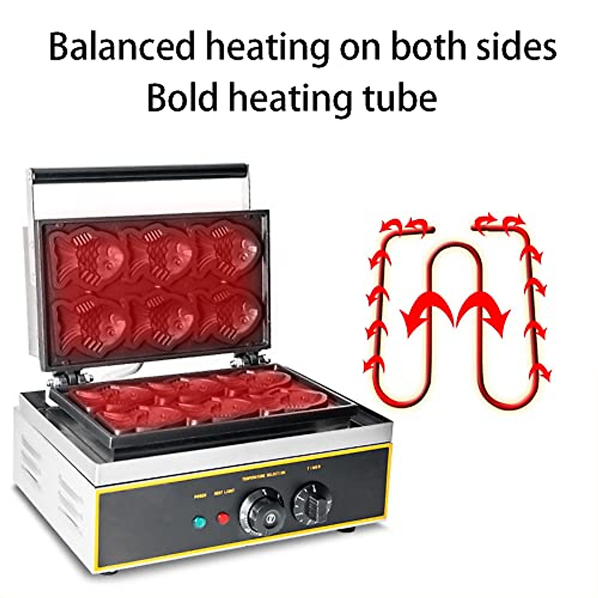 SRMNFADZ Japanese Fish Shaped Waffle Maker, Commercial Electric Non Stick Taiyaki Waffle Machine, Electric Cake Pan Bread Maker for Party Cafe Tea Shop