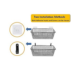 3 Set [Extra Large]Hanging Wall Baskets,Wire Basket For Storage Pantry, Farmhouse Food Storage Kitchen Pantry Laundry Closet Garage RV,Black