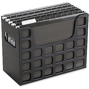 Pendaflex Portable Desktop File, Side Handles, Hanging File Folders, Tabs & Inserts, Letter Size, 9-1/2 x 12-3/16 x 6 Inches, Black (23013)