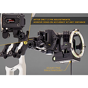 Trophy Ridge React V5 Archery Bow Sight - 5 Vertical Pins, Tool Less Windage and Elevation Adjustability, 2nd Axis Leveling, Adjustable Click Light, Right Hand, 0.019 Pin