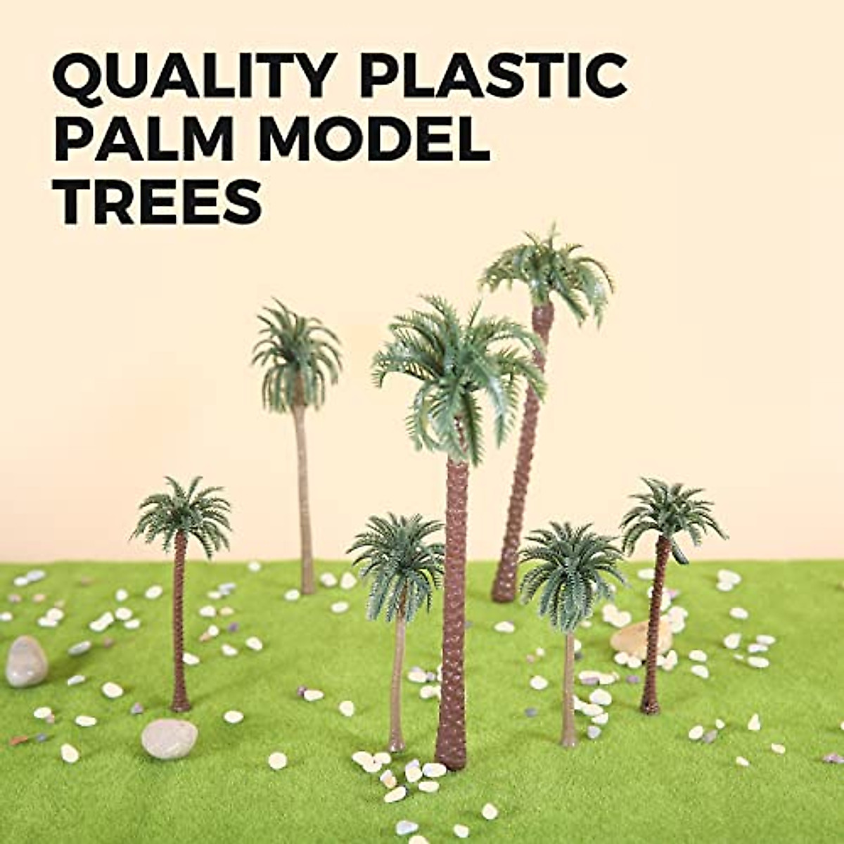 Yetaha 48 PCS Model Trees Model Coconut Palm Tree, Scenery Model Plastic Palm Tree Miniature Landscape Scenery Diorama Model Tree for Cake Decorations Aquarium Plants Outdoor Home Garden Decor