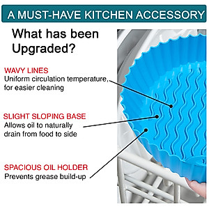 DTHOME3 2PCS Silicone Air Fryer Liners for 5 to 8 QT | Round Air Fryer Silicone Basket Bowl, Reusable & Heat Resistant | Easy Clean-Up Solution for Air Fryers (8.66in, Red+Blue)