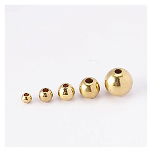 NHBT YU 50pcs DIY Silver Brass Spacer Beads Ball Loose Beads Bracelet Necklace 3-8mm Beads for Jewelry Making Components T87 (Color : Brass Color, Size : Dia 5mm)