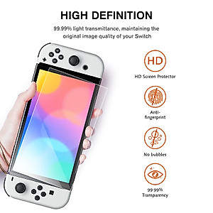 KCT Tempered Glass Screen Protector Compatible with Nintendo Switch OLED Model 2021, EZ Kit, Automatic Alignment - 2 Pack