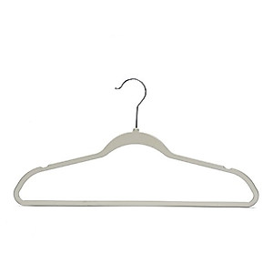 Quality Hangers 50 Pack Slim Plastic Hangers for Clothes - Heavy Duty Non-Velvet Hangers with 360° Swivel Chrome Hook & Non Slip Notches - Ideal for Dresses Coats Shirts Jackets & More - Ivory/Beige