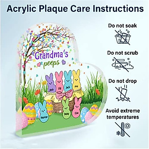 IZI POD Nana's Easter Peeps Heart Plaque, Personalized Easter Heart Acrylic Plaque, Nana Plaque, Gifts for Grandma, Nana, Mom, Birthday, Easter's Day, Christmas, Mother's Day Decor Gifts