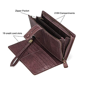 FT FUNTOR Women's Big Fat RFID Blocking Wallet Leather Zip Around Clutch Large Purse Phone Organizer Wristlet purple
