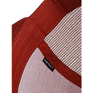 DECKY 6 Panel Flat Bill Trucker Cap, Red