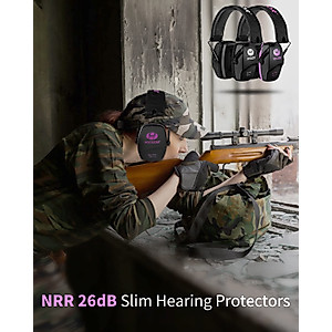 Hocazor Shooting Ear Protection NRR 26dB Suit for Shooters Hunting Range Racing Concert Sports Events Airports - Black&Purple HO1006