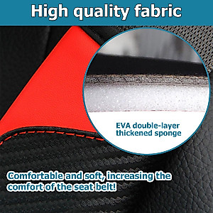 BESULEN Car Seat Belt Cover, 2 Pack Carbon Fiber Leather Seatbelt Shoulder Pad, Auto Safety Seat Belt Cushion Protector Compatible with All Cars and Backpack Strap (Carbon Fiber/Red)