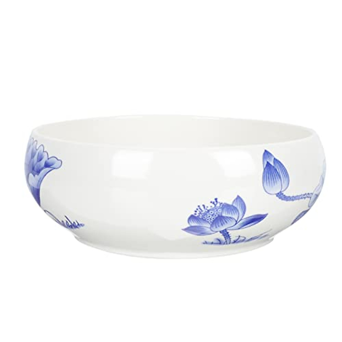 Cabilock Blue and White Porcelain Flowerpot Water Lily Ceramic hydroponic Terrarium Garden Shallow Pot Modern Flower Pot Small Cactus pots Round Shallow Pot Plant Ceramics Window Frame