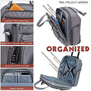 KROSER Carry On Underseat Multi-functional, 16-inch Underseater Lightweight Overnight Suitcase for Men Women, Grey