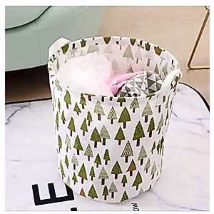 Laundry baskets,bedroom hamper,kitchen organization,Waterproof Round Cotton Linen Collapsible storage basket (Christmas tree)
