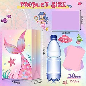 Liliful 16 Pcs Mermaid Birthday Gift Bags with Tissue Paper Mermaids Theme Party Favor Bags Goodie Candy Treat Bags for Birthday Mermaids Themed Decorations