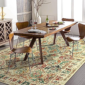 Lahome 6x9 Washable Area Rugs for Living Room, Large Bedroom Rug Soft Colorful Dining Room Mat, Transitional Printed Indoor Non Slip Accent Carpet for Nursery Office Coffee Table Home Office