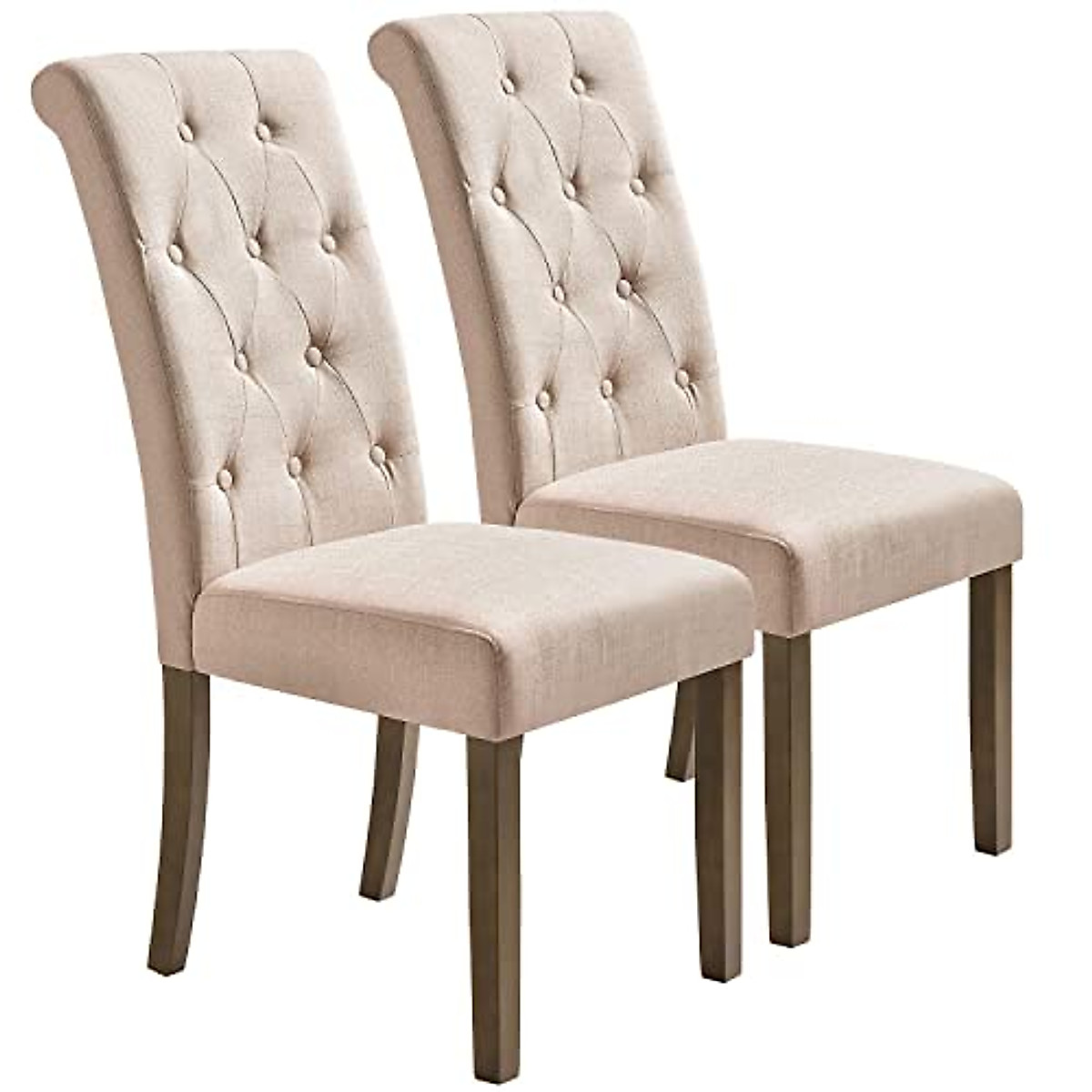 Zaboro Dining Chair Set of 2, Aristocratic Style, Noble and Elegant Solid Wood Tufted Dining Chair Dining Room Chair,Beige