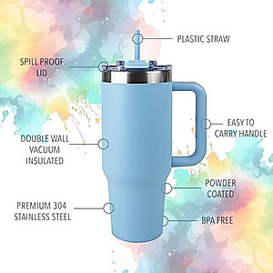 Hogg Big Swig 40 oz Tumbler with Handle and Straw - Desert Flower, Advanced Design Spill Proof Tumbler with Straw, Insulated Cups with Lids and Straws, 40oz Tumbler with Handle, Orange Tumbler