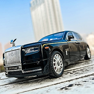 WAKAKAC 1/20 Phantom Model Car Alloy Diecast Collectible Pull Back Toy Car Classic Double Door Model Vehicle Logo Can Be Folded(Black)