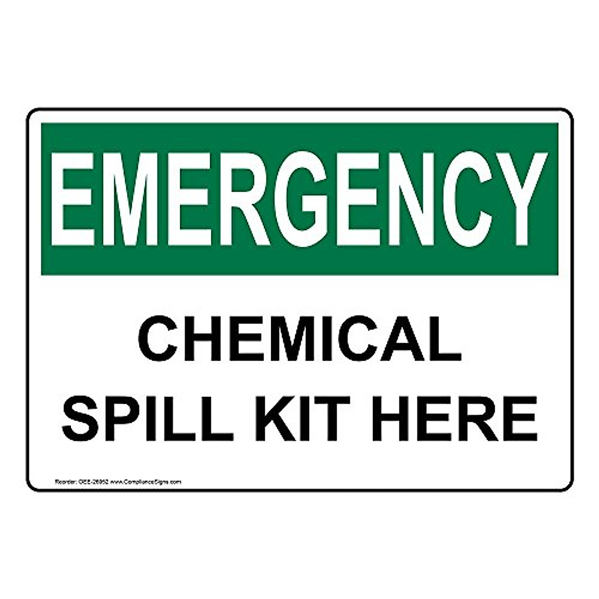 ComplianceSigns.com Emergency Chemical Spill Kit Here OSHA Safety Label Decal, 5x3.5 in. 4-Pack Vinyl for Facilities