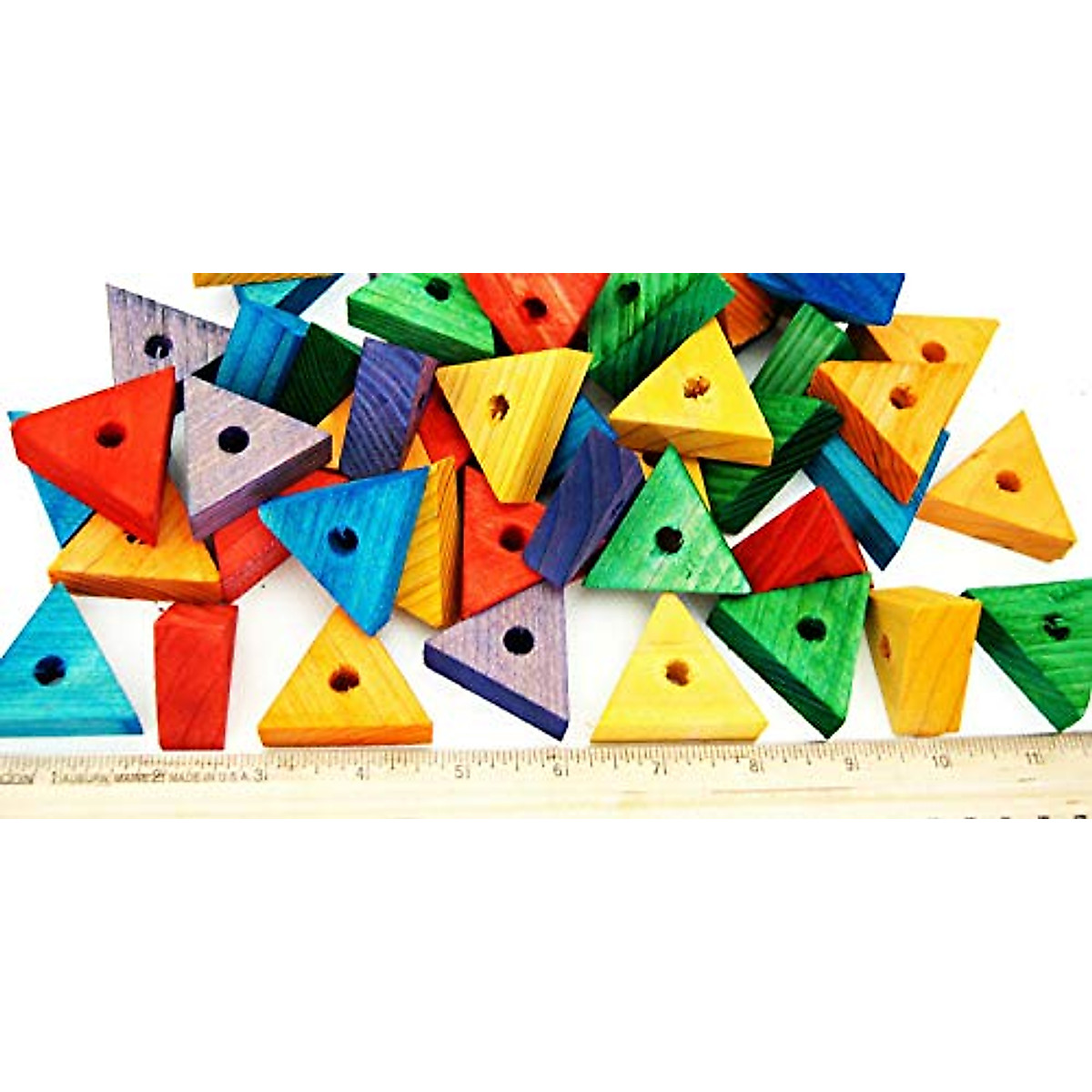 Parrot Toys 50 Triangles Colored Wooden Woods Parts for Birds Cockatoo Amazon