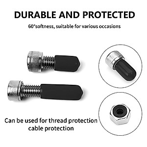 Bonsicoky 24 Pcs Round Rubber End Caps, 1/4" (6mm) ID Vinyl Flexible Screw Thread Protectors, Black Bolt End Caps for Metal Tubing Rod Bolt