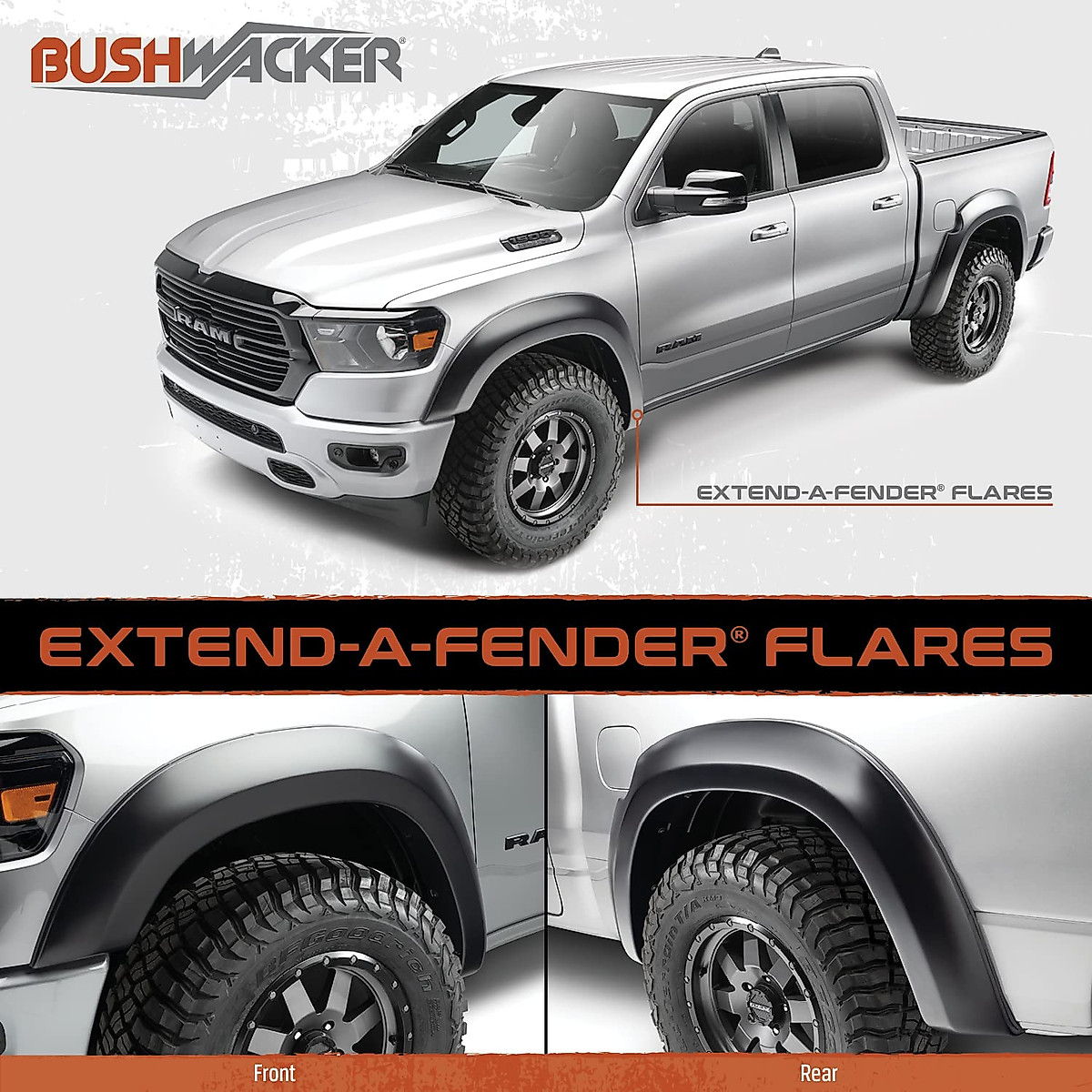 Bushwacker Extend-A-Fender Extended Front & Rear Fender Flares | 4-Piece Set, Black, Smooth Finish | 70901-02 | Fits 2004-2015 Nissan Titan w/ Lock Box