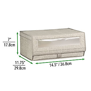 mDesign Large Fabric Closet Shoe Storage Box w/Clear Window - Shoe, Sandal, Sweater, Linen, Clothes Organizer - Boot Storage Solutions - Shoe Bin - Lido Collection, 8 Pack, Linen/Tan