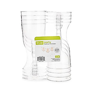 True Party Disposable Plastic Wine Glasses, Stemmed Clear Plastic Cups for Outdoors, Parties, 6 Oz Set of 8