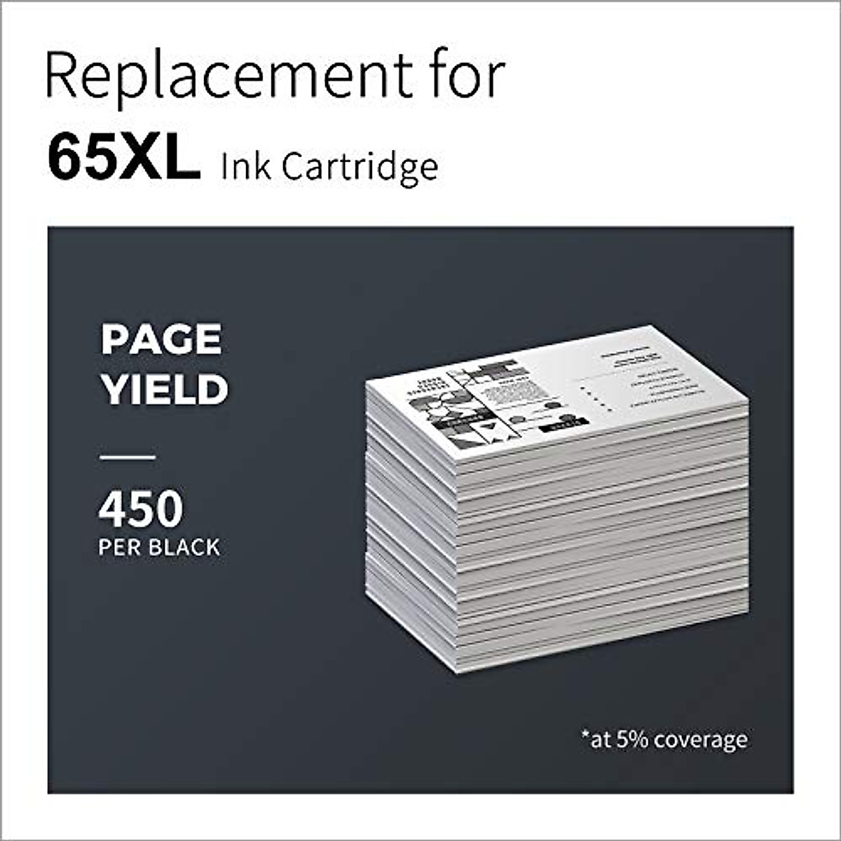 LemeroUtrust 65XL Black Remanufactured Ink Cartridge Replacement for HP 65 65XL use with HP Envy 5055 5052 5010 DeskJet 2652 2622 2655 3752 3720 AMP 100 120 (Black, 2-Pack)