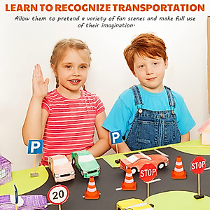 TOYANDONA 7Pcs Mini Traffic Cones, 1. 37 inch Play Traffic Signs Safety Cones Mini Road Signs Toy for Kids Street Signs Playset