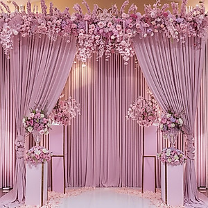 10x10 Dusty Pink Backdrop Curtain for Parties Wedding Wrinkle Free Pink Photo Curtains Backdrop Drapes Fabric Decoration for Birthday Party Baby Shower 5ft x 10ft,2 Panels